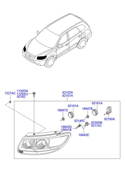 متجر مكينة لفطع غيار السيارات - هونداي - 92101-2B011 - LAMP ASSY-HEAD LH