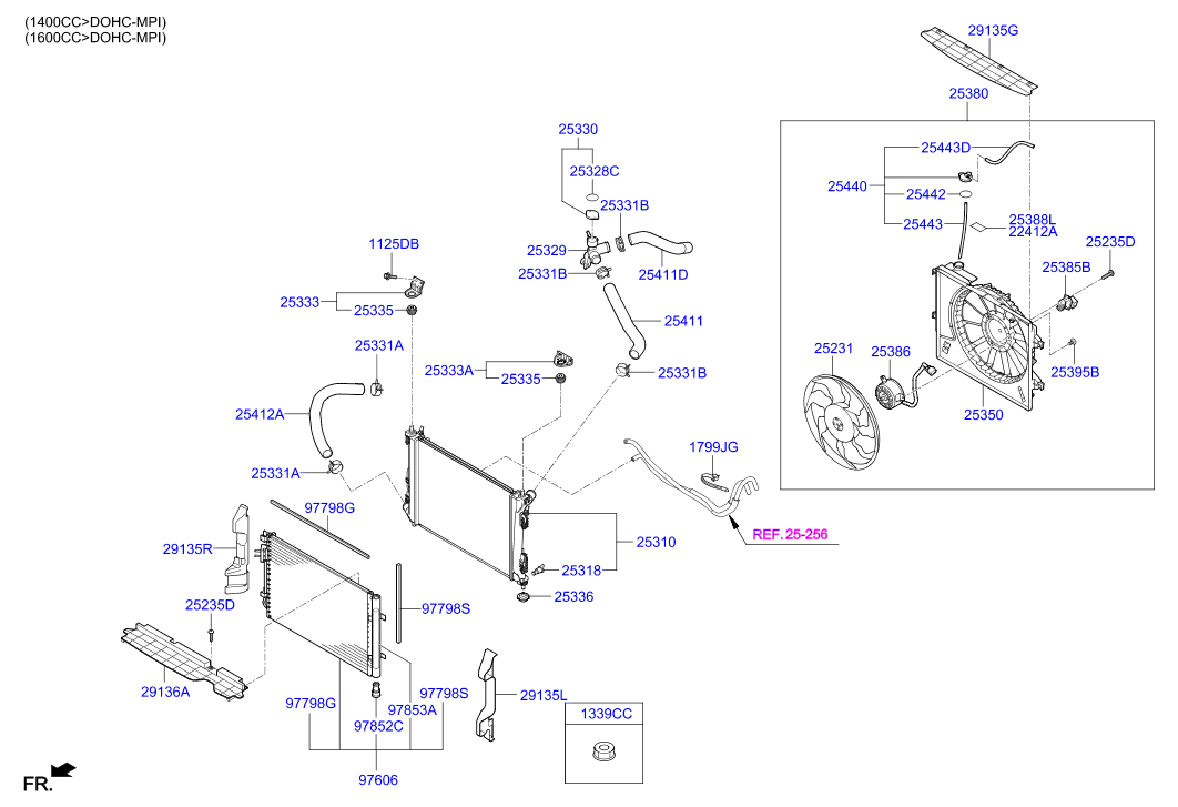 متجر مكينة لقطع غيار السيارات (هونداي) - (25411-1R150) - (هوز رديتر)